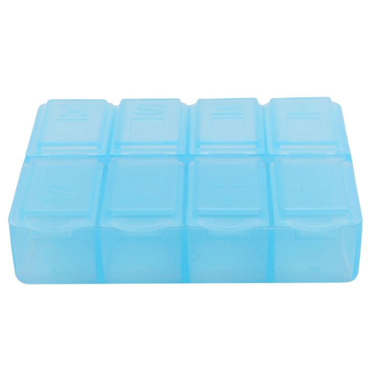 Plastic Rectangle 8 Compartments Medicine Pill Box Blue | Daraz.lk