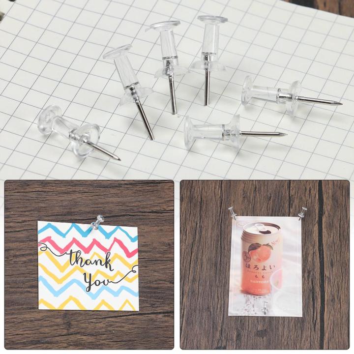 100 Pcs Reusable Board Thumb Tacks Plastic Push Pins Clear Push Pins ...