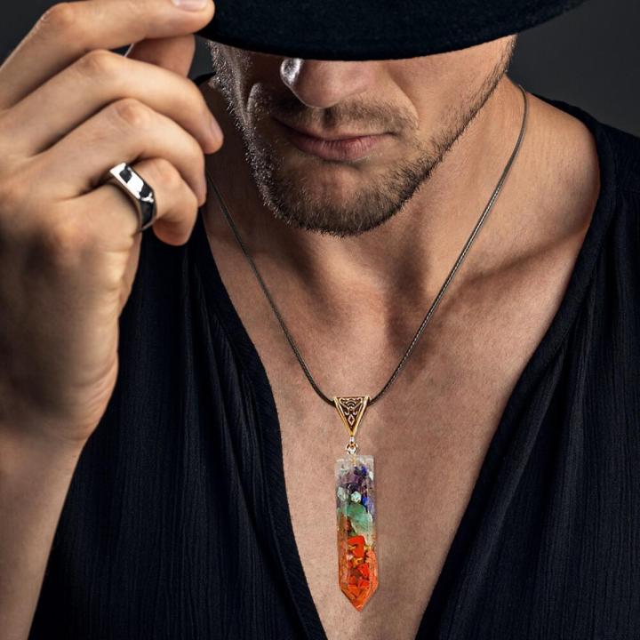 7 Chakras Healing Colorful Necklace-Crushed Stone Natural Chakra ...