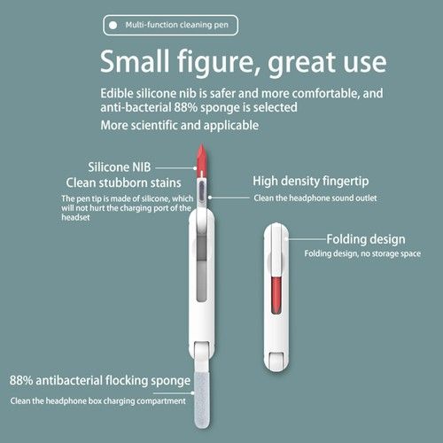 Multifunctional Foldable Cleaning Pen, Silicone Nib, Bluetooth Earphone ...