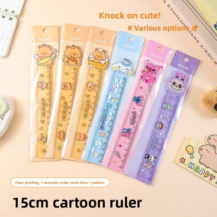 Creative Learning Tool Sanrio 15cm Labubu Ruler Capibara Transparent ...