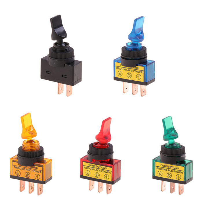 12V LED Toggle Switch 3-Pin 10A 3-Pin ASW-14D Short Handle with LED ...