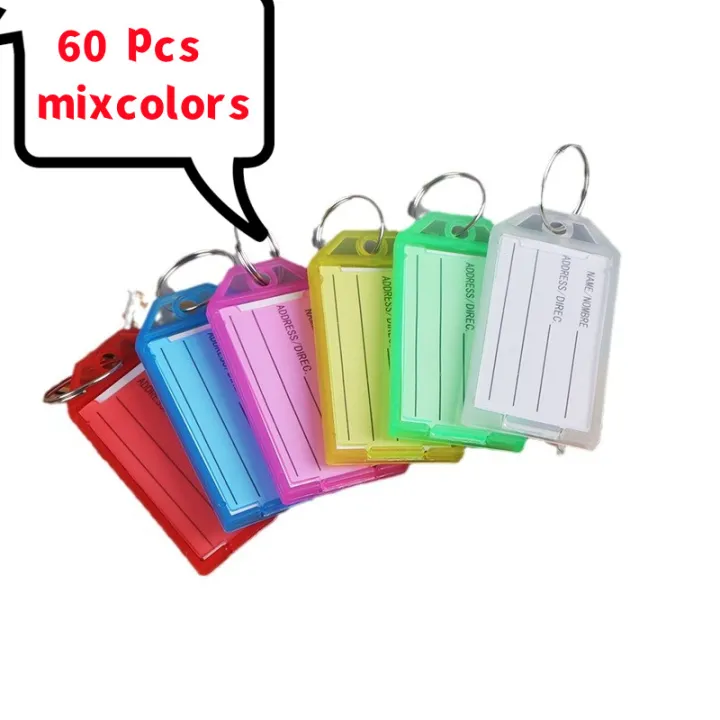 60 Pieces Flap Transparent Keychain Colorful Plastic Label Keychain ...