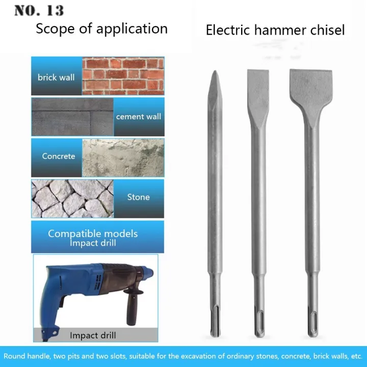【StyleVoyager】SDS PLUS Chisels Set 250mm Electric Hammer Drill Bit ...