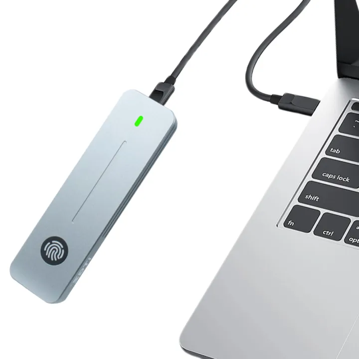 New style M.2 NVMe SATA SSD Enclosure 10Gbps Fingerprint Encrypted M.2 ...