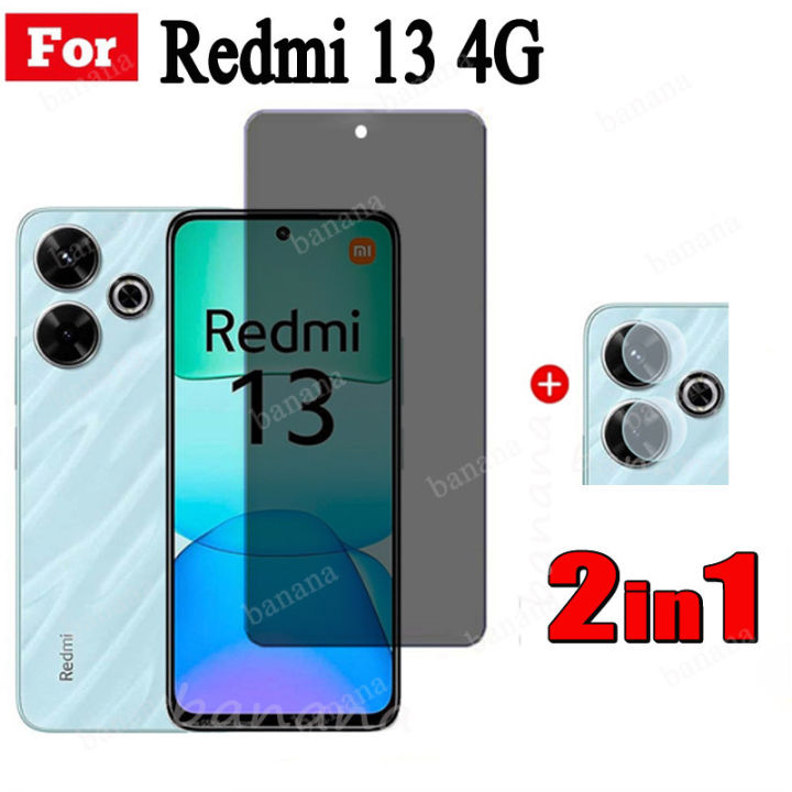 Redmi 13 4G Tempered Glass - 2-in-1 Privacy Screen and Lens Protector ...
