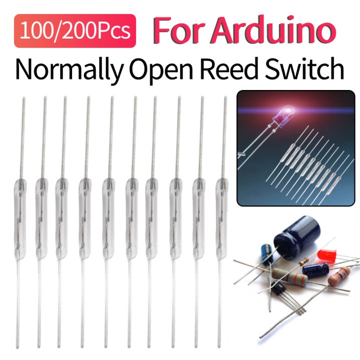 100/200Pcs N/O Reed Switch 2*14mm Magnetic Switch -resistance Normally ...
