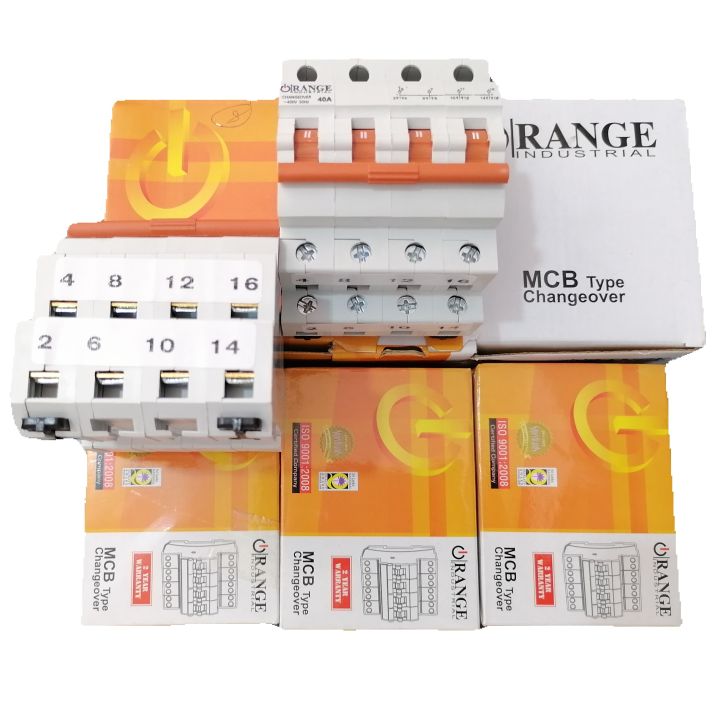 Trip switch Orange MCB Typ e Change Over switch Industrial 40A 4 Pole 2 | Daraz.lk