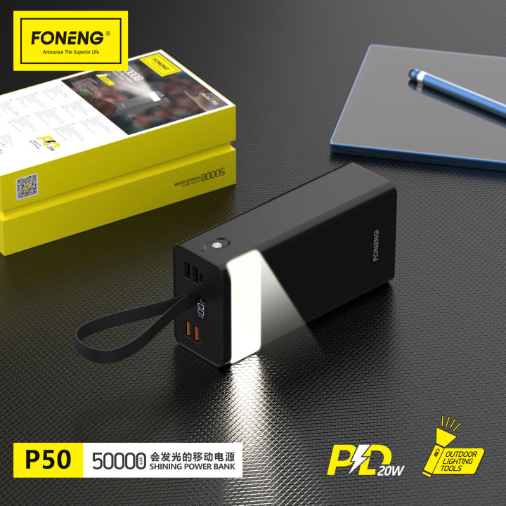 Foneng P50 50000mAh Outdoor Lighting Power Bank Fast Charging, 20W ...