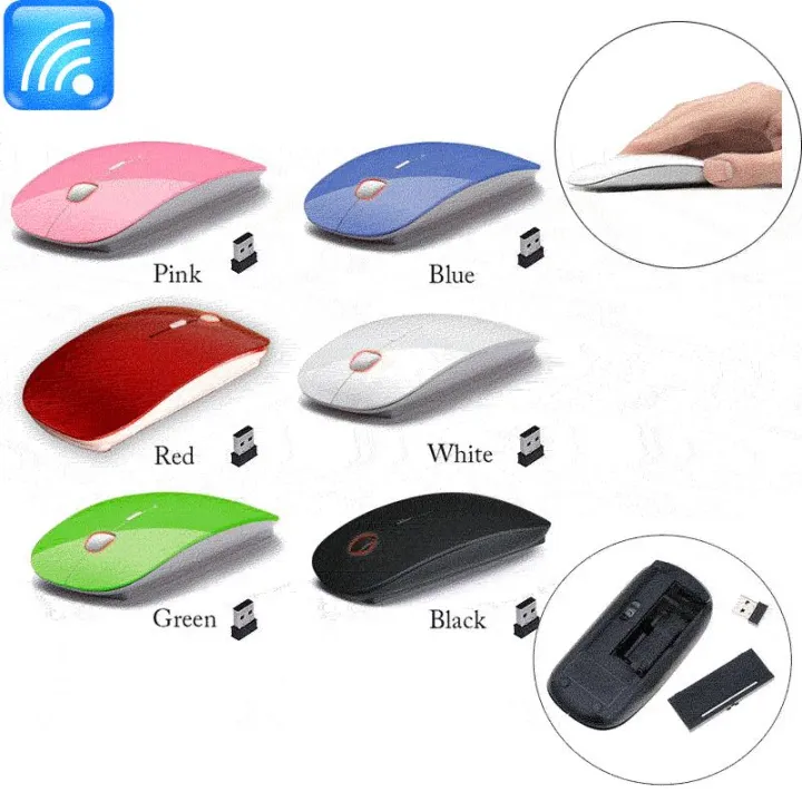 Ultra Thin USB Optical Wireless Mouse Gamer 2.4G Receiver Super Slim ...