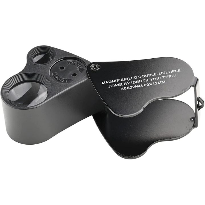 LED Loupe,30X 60X Illuminated Jewelers Loupe,Foldable Metal Jewelry Eye ...