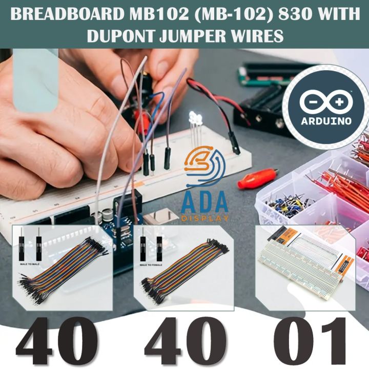 Breadboard MB102 (MB-102) 830 Tie Points Solderless Prototype PCB Breadboard x 1 piece, Male to ...
