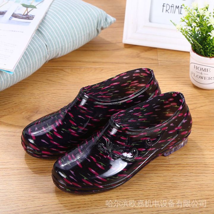 Low Top Shallow Mouth Rain Shoes Rain Boots Waterproof Shoes Rubber ...