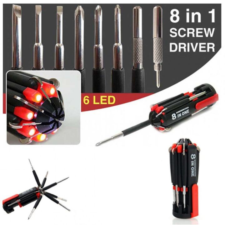 Multi-tools DIY 8 in 1 Multi Portable Screwdriver Tools Set with 6 LED ...