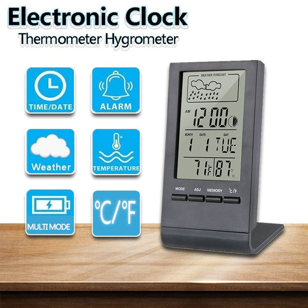 Digital LCD Calendar Desk Clock Weather Forecast Digital Snooze Alarm ...