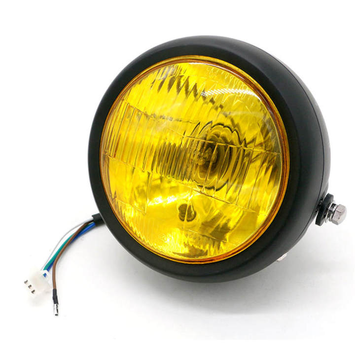 【Black-amber】 Vintage Headlight for Motorcycle Sportster Chopper Bobber ...