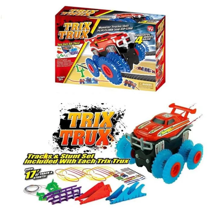 Trix Trux Tracks And Stunt Set - Multi Monster Truck Set That Flip ...