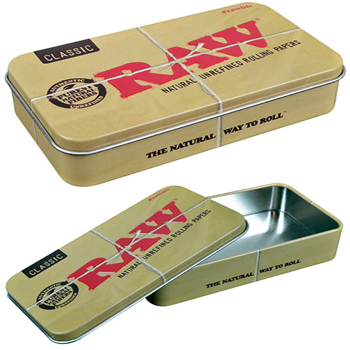 【HOT】 Tinplate Herbal Tobacco Storage Box Humidor RAW Rolling Paper Box ...