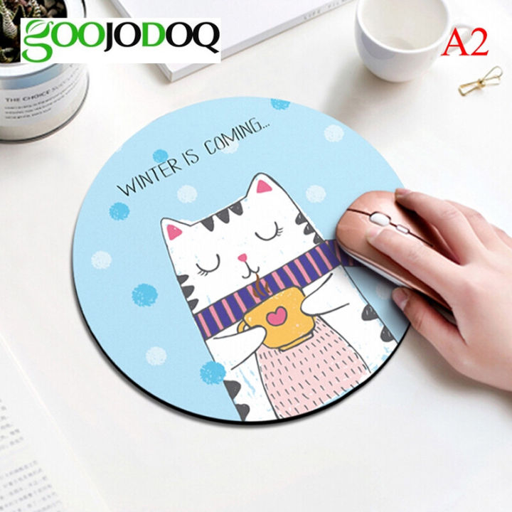 GOOJODOQ Mouse Pad Round Cute Cartoon Animal Pattern Rubber Art ...