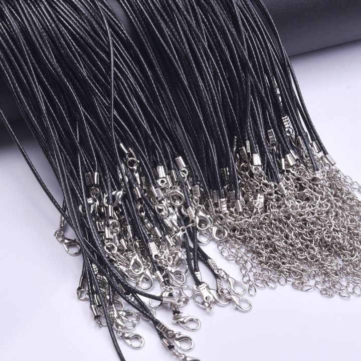 10/20/30pcs Black Waxed Cord Rope Chain Necklaces For Women Men Jewelry ...