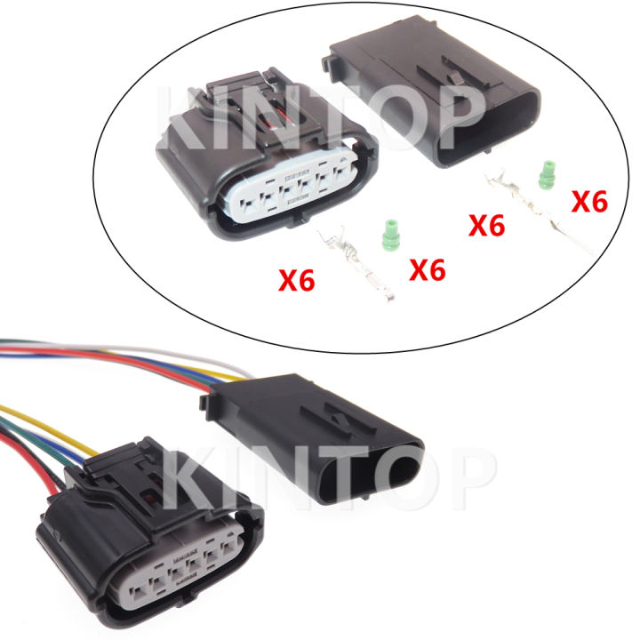 1 Set 6 Pins Car Reversing Radar Male Plug Female Cable Socket AC ...