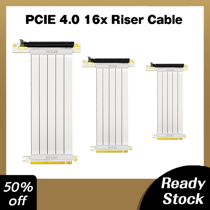 Full Speed White 4.0 16x Riser Cable Graphics Extension Cable -E Port ...