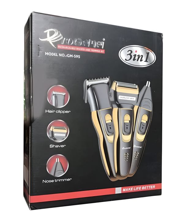 Geemy GM-598 Pro Professional Hair Trimmer 3 In 1 Beard Nose Trimmer ...