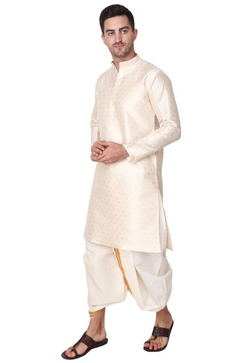 Rameshwaram Fabrics Men's Readymade Elastic Cotton Silk Dhoti for men ...