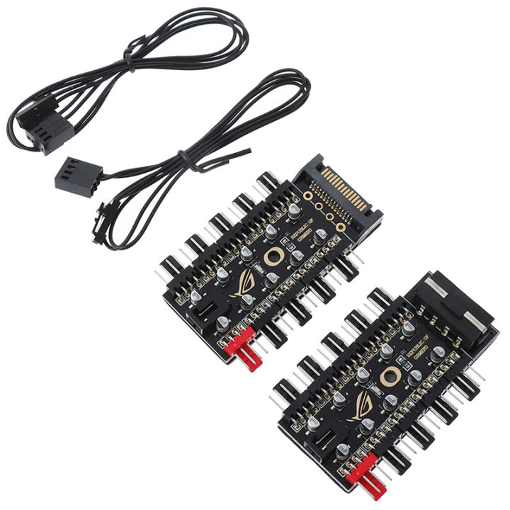 PWM fan hub 10 sata molex cooler cooling fan splitter speed controller ...