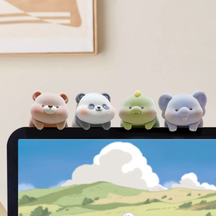 Creative Panda Dog Pig Computer Screen Ornaments Flocking Cartoon ...