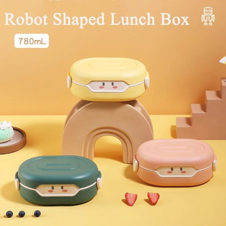 Robot Shaped Lunch Box for Kids School 780ml Plastic Picnic Bento Box ...