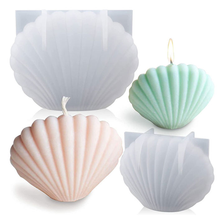JM 3D Seashell Candle Mold DIY Silicone Candle Mold Cake Resin Molds 3D ...