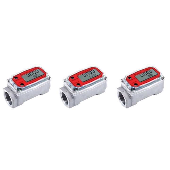 3pcs 1 Inch Digital Turbine Flowmeter Digital LCD Display with NPT Counter Fuel Flowmeter for ...