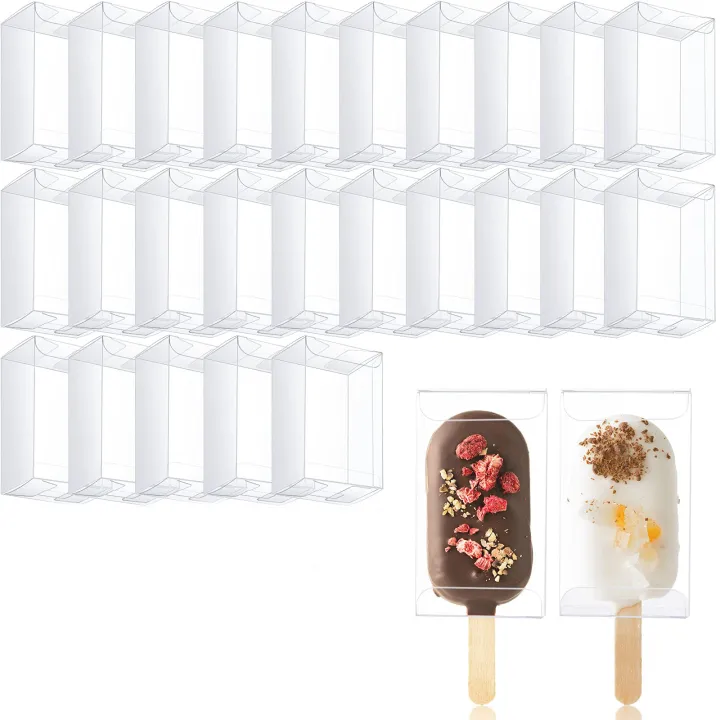 50pcs Transparent Cakesicle Boxes Ice Shaped Cake Decorative Boxes Cake ...