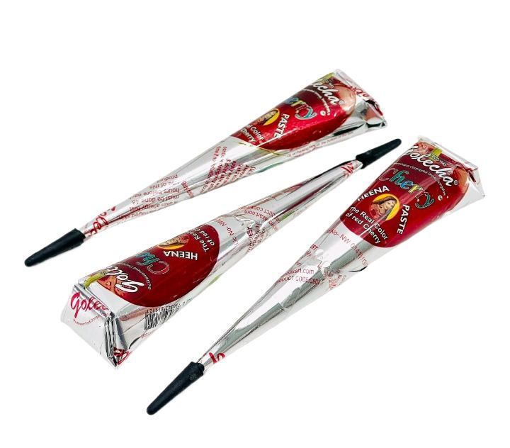 Golecha Cherry Henna Cone – Natural Red Mehndi Cone for Hand & Body Art ...