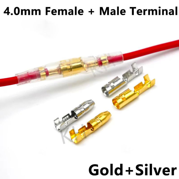 25/50/100sets 4.0 bullet Crimp terminal car electrical wire connector ...