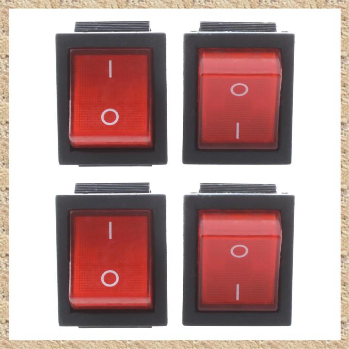 16A/250VAC 20A/125VAC Red Indicator Light 4 Pin ON/OFF DPST Rocker ...