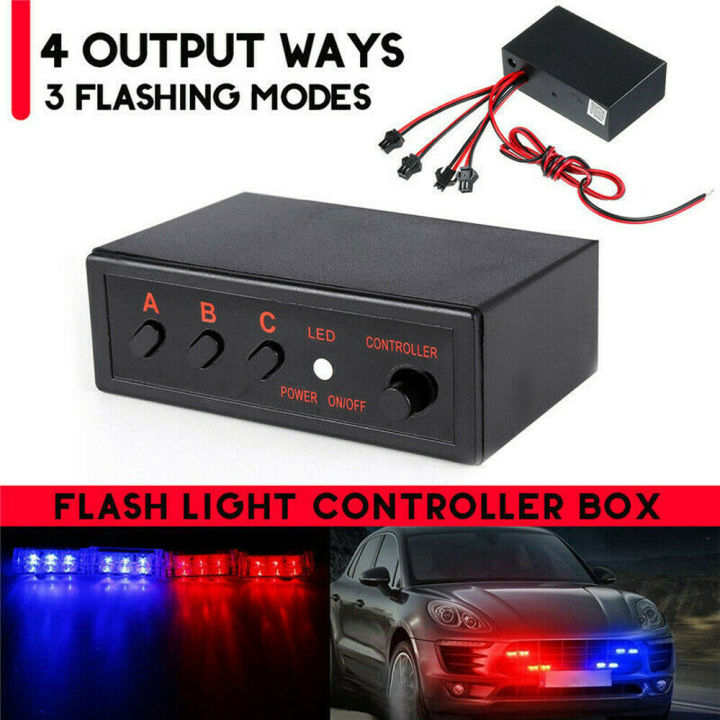 4 Ways LED Strobe Flash Light Flasher Controller Box 12V Car Strobe ...
