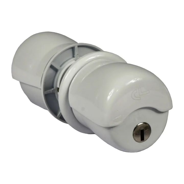Cylindrical Round Door Lock with Key – White / Silver Door Lock / Round ...