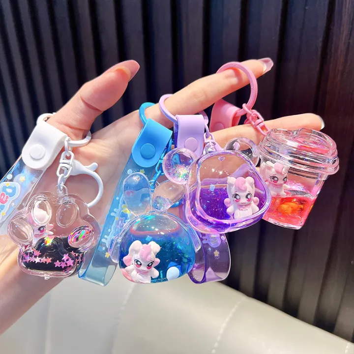 Creative New Liquid Oil Chubby Bear Quicksand Keychain Cute Floating ...