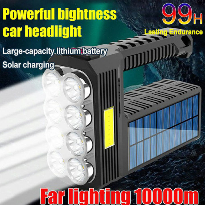 8 LED Rechargeable Handheld Solar Torch & COB Sidelight Waterproof ...