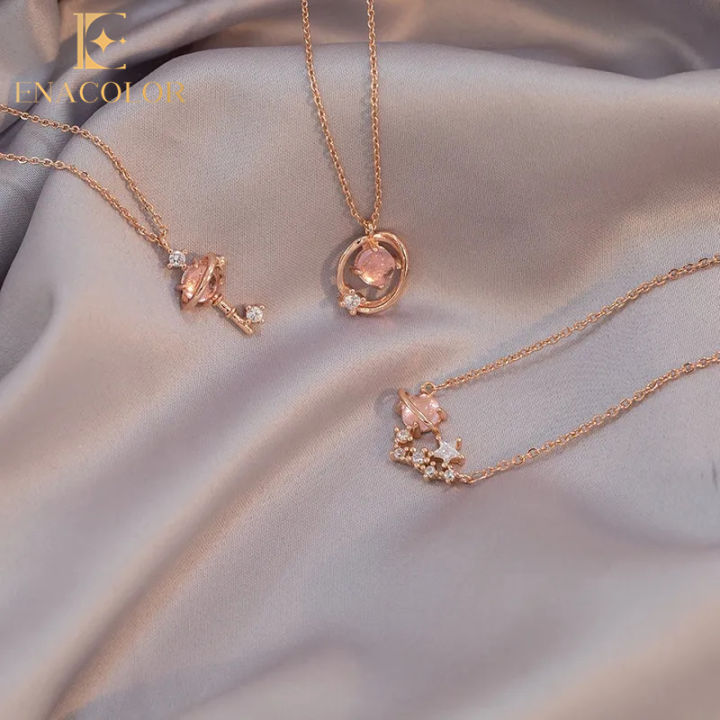 Enacolor Star Planet Meteor Shower Key Necklace Pendant Luxury Crystal ...