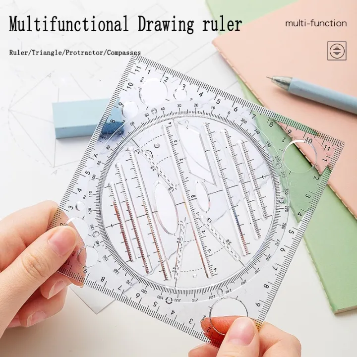 1PCS Multifunctional Universal Ruler Rotatable Ruler Set Math Circle ...