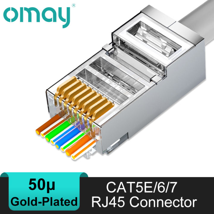 Omay Cat6 Cat5e Pass Through Rj45 Modular Plug Network Connectors Utp ...