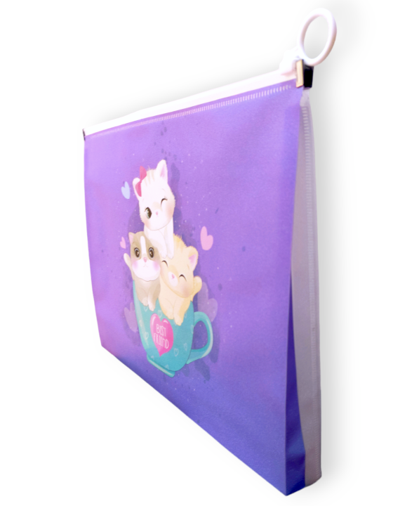 A4 Size Clear Bag File Cover Bag Purple Color Kitty Design Clear Bag ...