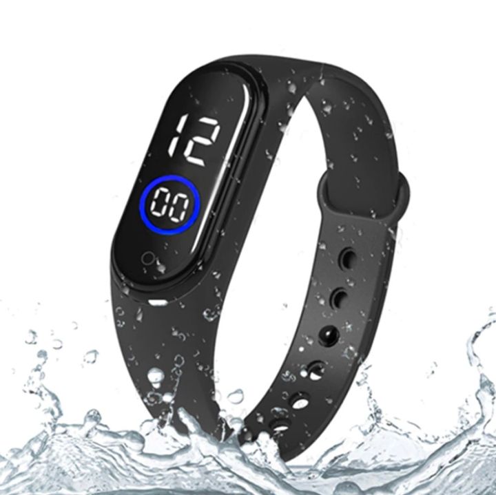 LED Digital Watch Rectangular Watches Backlight Waterproof Clock Rubber ...