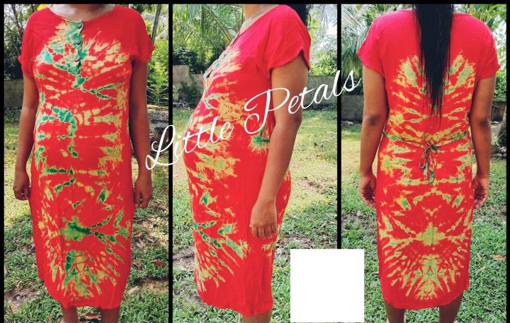 Women Hand Made Traditional Unique Batik Designs Night Dress for Comfort Relax- Female Bathik ...