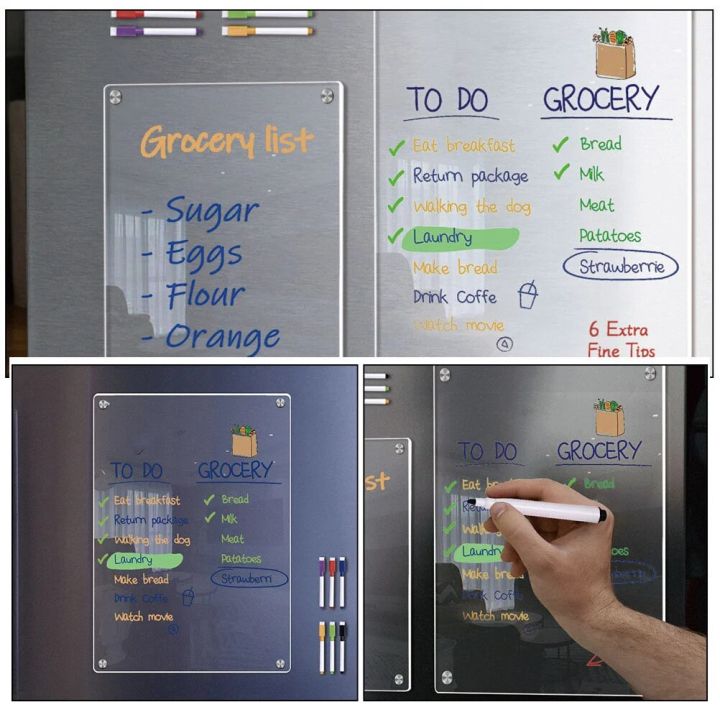 Magnetic Board Acrylic Calendar Fridge Dry Erase Clear White Wall ...