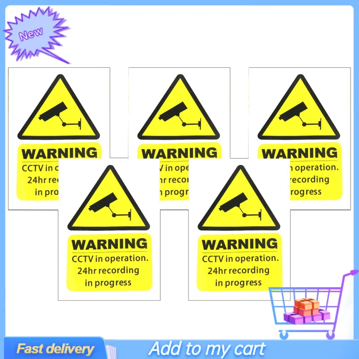 5Pcs Signs Decals Attractive Waterproof 100mm x 150mm CCTV In Operation ...