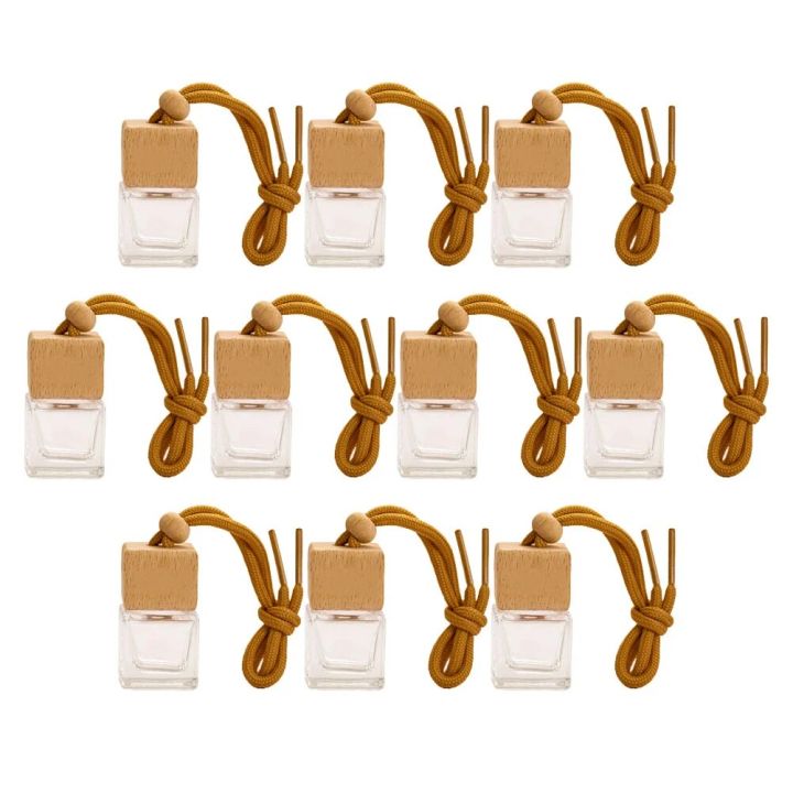 10 Pcs Diffusers Essential Oils Empty Wooden Bottle Square Lid Car ...